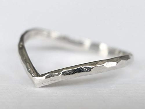 SOVATS Chevron Hammered Thumb Ring for Women 925 Sterling Silver Rhodium Plated - Simple, Stylish &Trendy Nickel Free Ring, Size 8