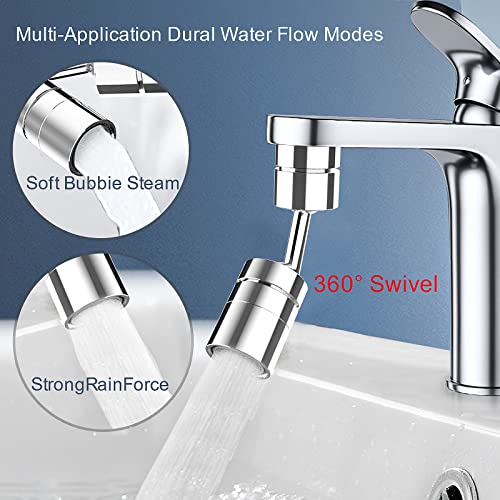 XUERZAT 720 Degree SwivelKitchen Faucet Aerator ,Universal Anti - Splash Sink Attachment 2 Modes faucet extender,for athroom Face Washing, Gargle & Eye Flush adapter