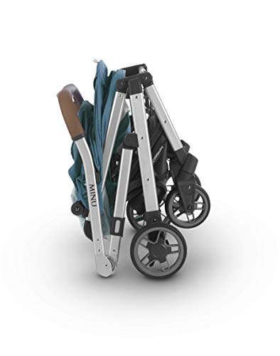 UPPAbaby Minu Stroller - Ryan (Teal Melange/Silver/Saddle Leather) + Minu Infant Car Seat Adapter for MESA + Mesa Infant Car Seat - Jake (Black)