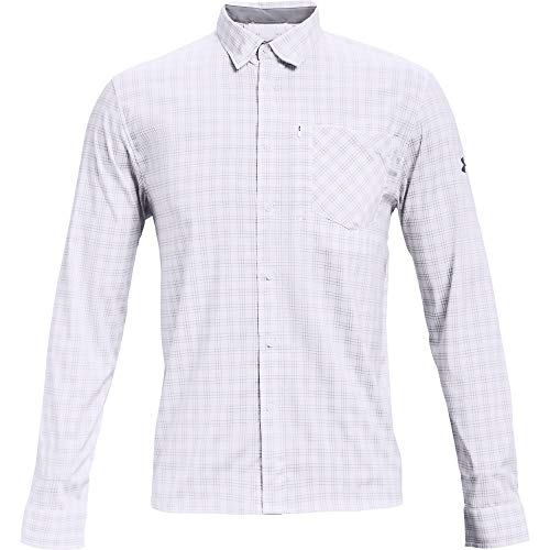 Under Armour High Tide Plaid Long Sleeve T-shirt, White/Bayou, Large