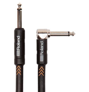 Roland Black Series 20ft / 6m Instrument Cable, Angled/Straight 1/4" jack - RIC-B20A