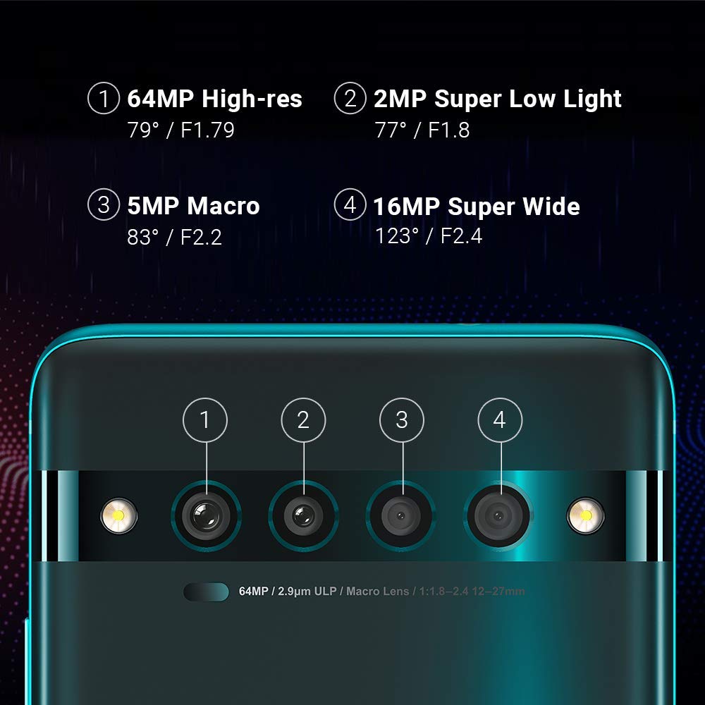 TCL 10 Pro Unlocked Android Smartphone with 6.47" AMOLED FHD + Display, 64MP Quad Rear Camera System, 128GB+6GB RAM, 4500mAh Fast Charging Battery - Forest Mist Green