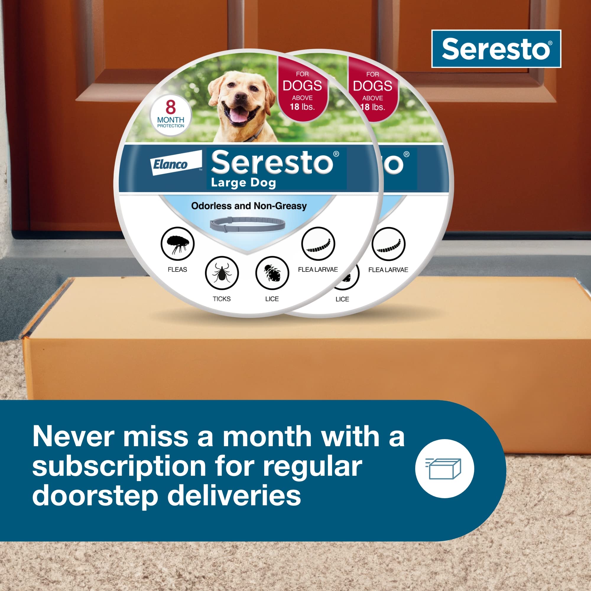Seresto Large Dog Vet-Recommended Flea & Tick Treatment & Prevention Collar for Dogs Over 18 lbs. | 2-Pack