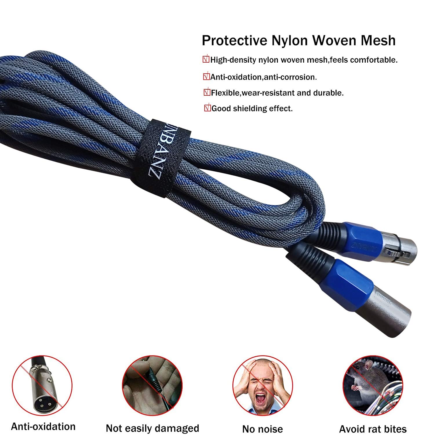 XLR Cable,Microphone Cable 10 Ft XLR Male to XLR Female Balanced 3 PIN Compatible with Shure SM Microphone, Behringer, Speaker Systems, Radio Station and More