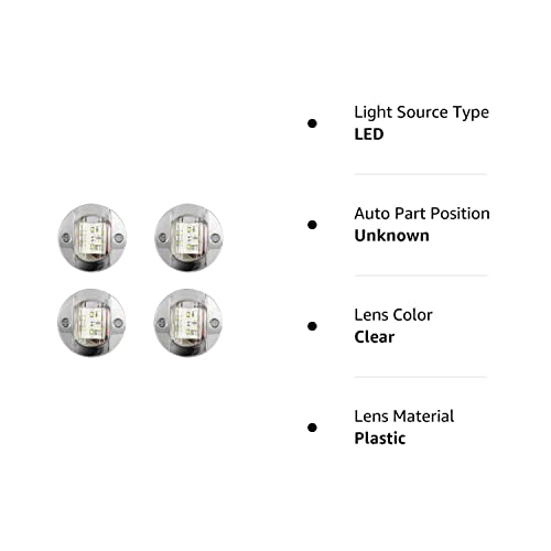 TCTAuto Blue Marine LED Lights for Boats Courtesy Cabin Stern Transom Interior Navigation Lights 3 Inch 6-2835-SMD LEDs 12V Round with Clear Lens Waterproof, Pack of 4