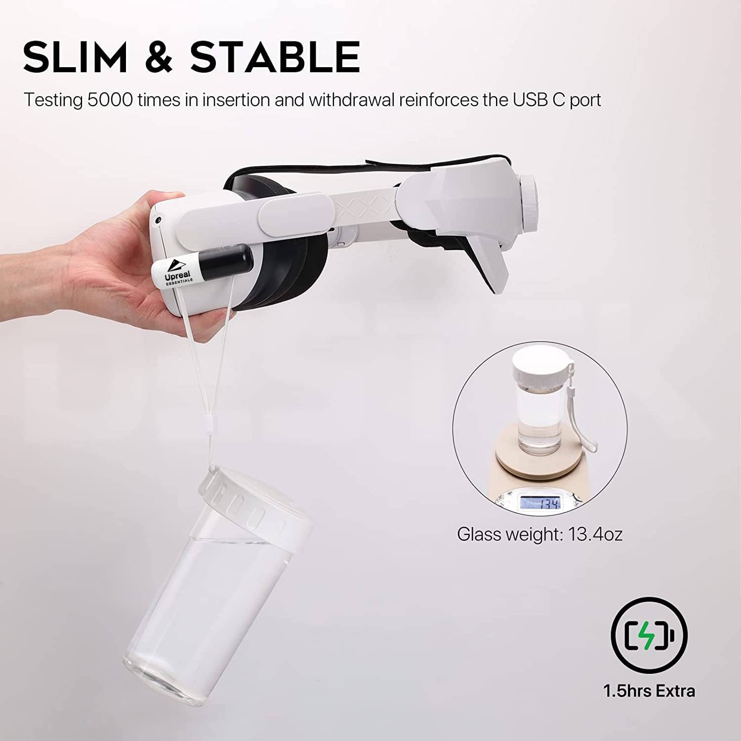 UPREAL Capsule Power Bank for Oculus/Meta Quest 2 Accessories - Ultra Lightweight & Portable Battery Pack Compatible with Oculus Elite Strap - Extra 2 Hours Playing time