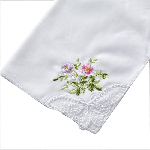 RDS HANKYTEX Cotton Embroidery Ladies' Handkerchiefs Lace Set of 6