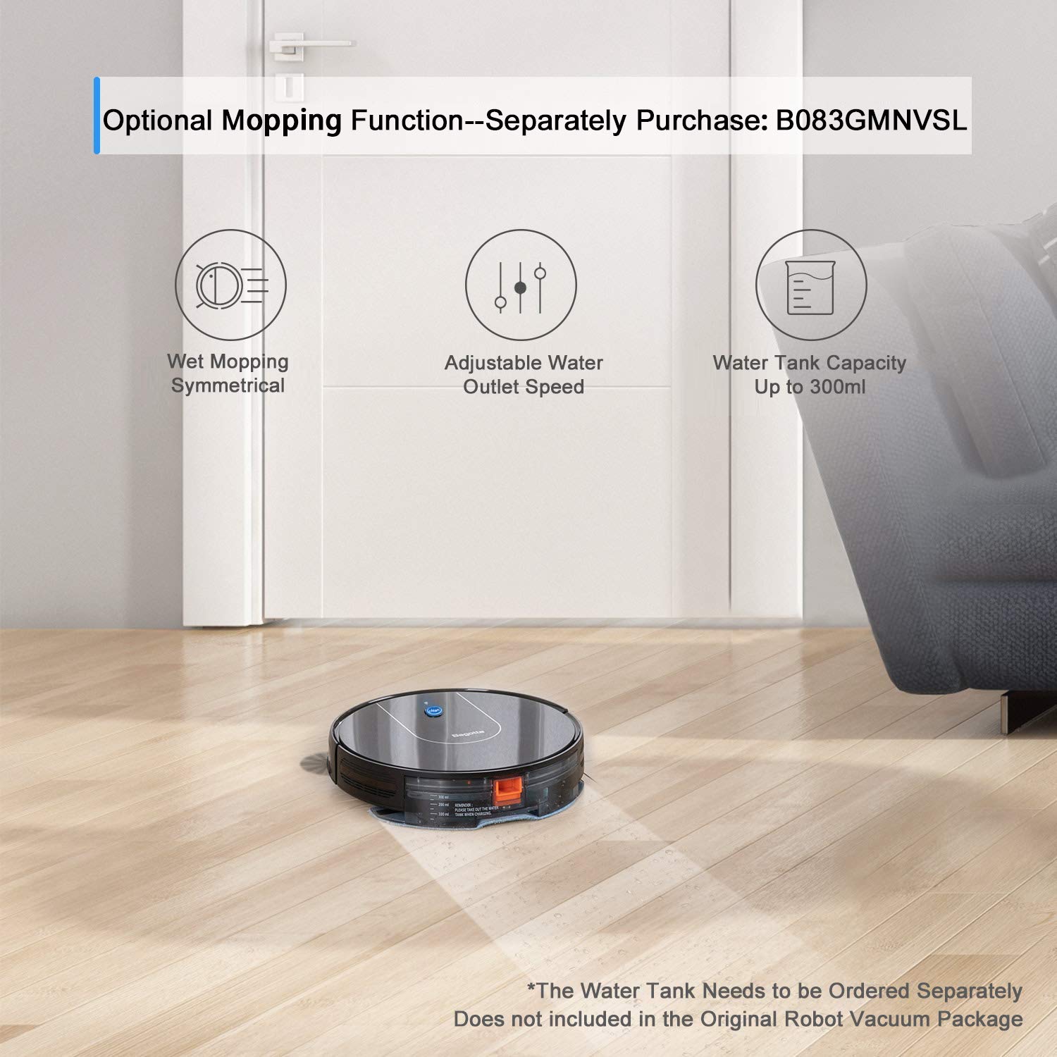 Robot Vacuum - 1600PA Wi-Fi Connected APP Schedule Cleaning Robotic Vacuum Cleaner , Striped Panel, 2.7" Super-Slim, Boundary Strips Included, Ideal for Pet Hair, Hard Floors, Carpets