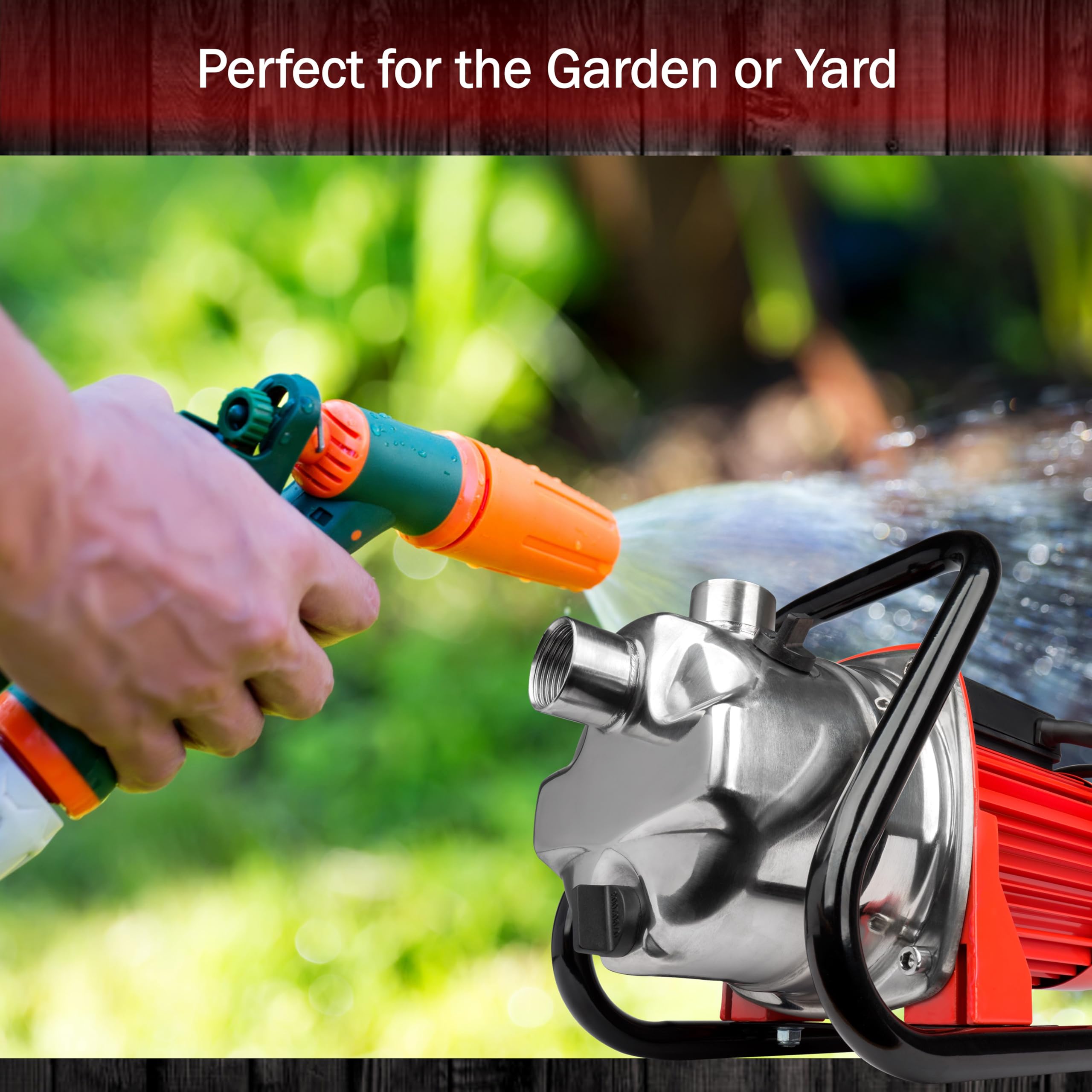 Red Lion RJSE-75SS 115 Volt, 3/4 HP, 11 GPM Stainless Steel Sprinkler Utility Pump with 8-ft. Cord, Red, 614432