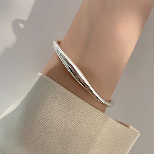 YBW JOYAB Solid 925 Sterling Silver Open Adjustable Bangle Bracelet for Women Teardrop Cuff Bangles