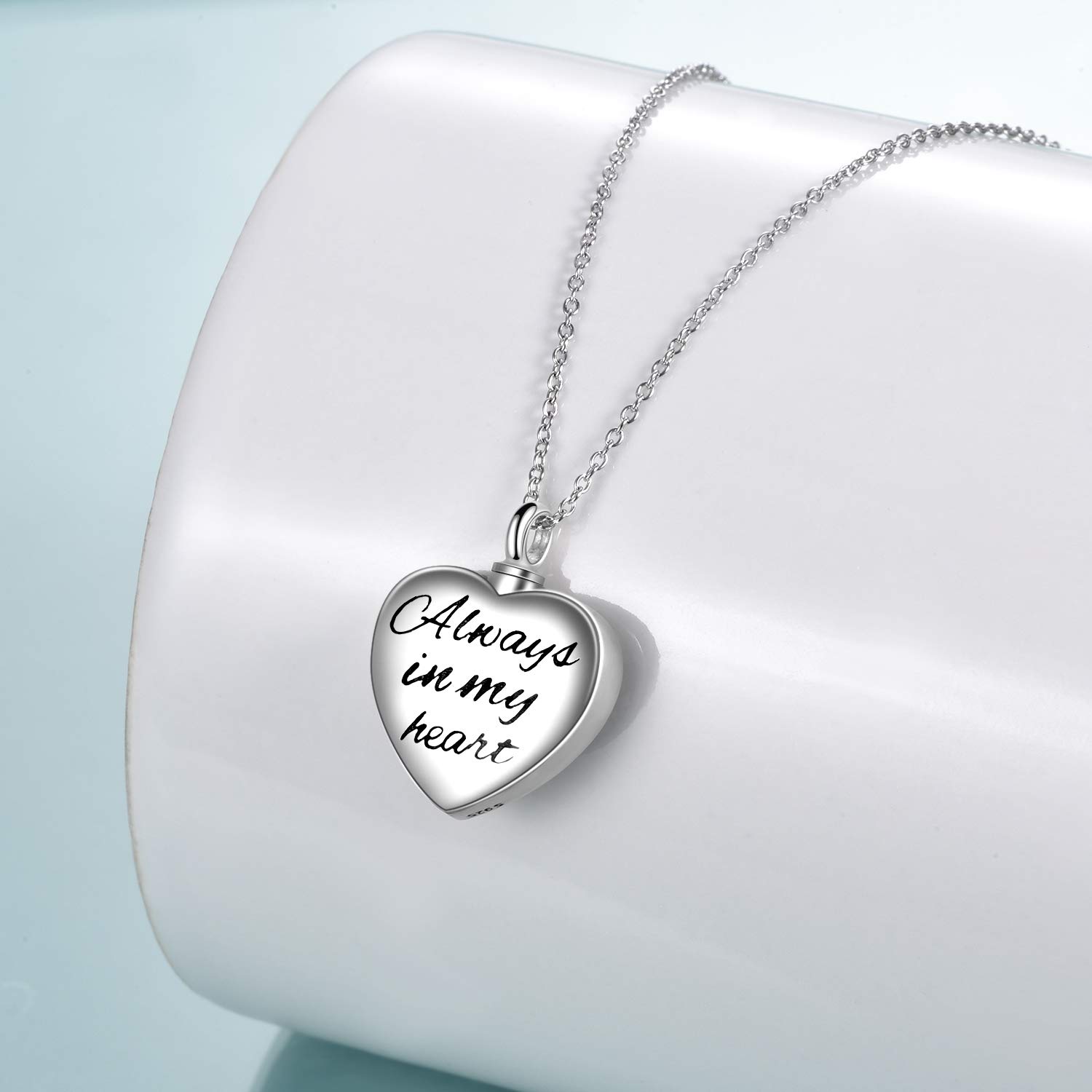 YFN Urn Necklaces for Ashes Sterling Silver Elephant Cremation Necklace Jewelry for Ashes Heart Memory Jewelry for Women Men