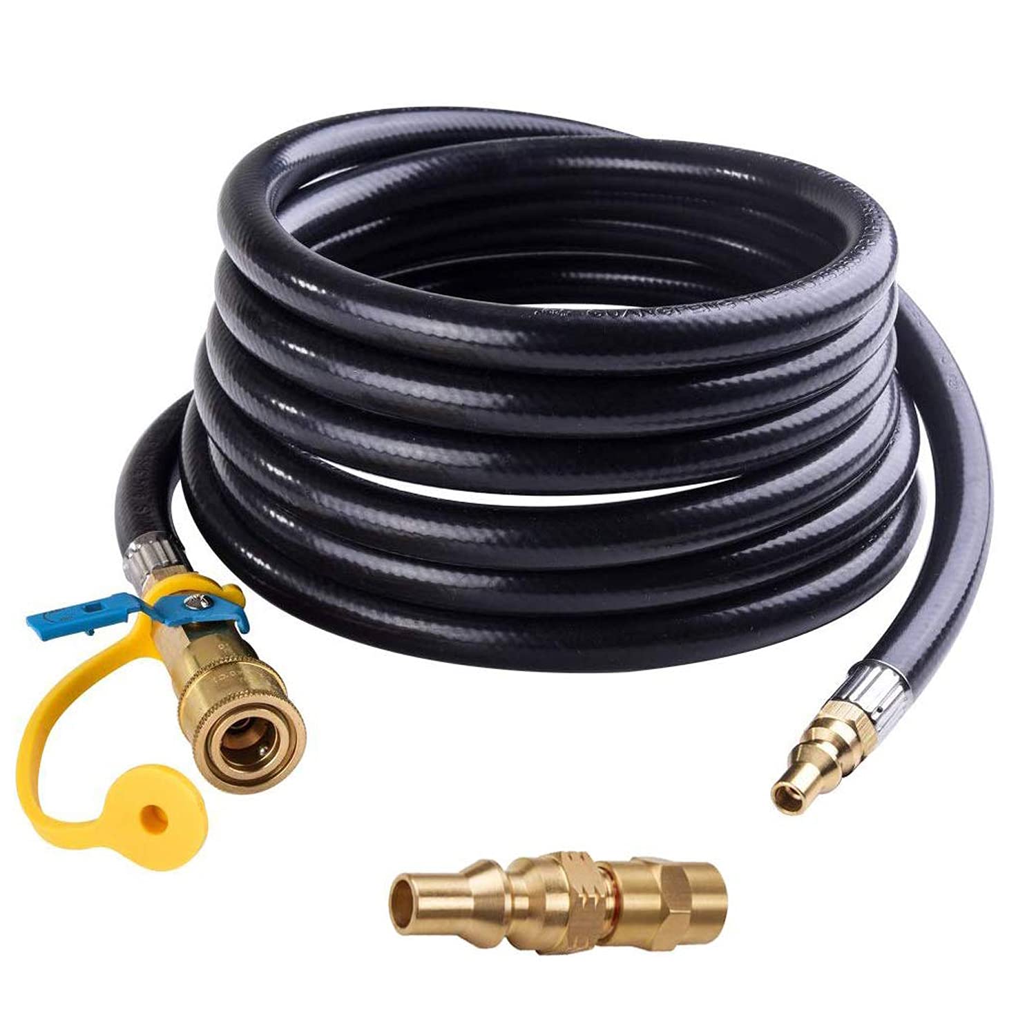 SHINESTAR 12FT RV Propane Quick Connect Hose with Conversion Fitting for Weber Q Series Gas Grill, Low Pressure