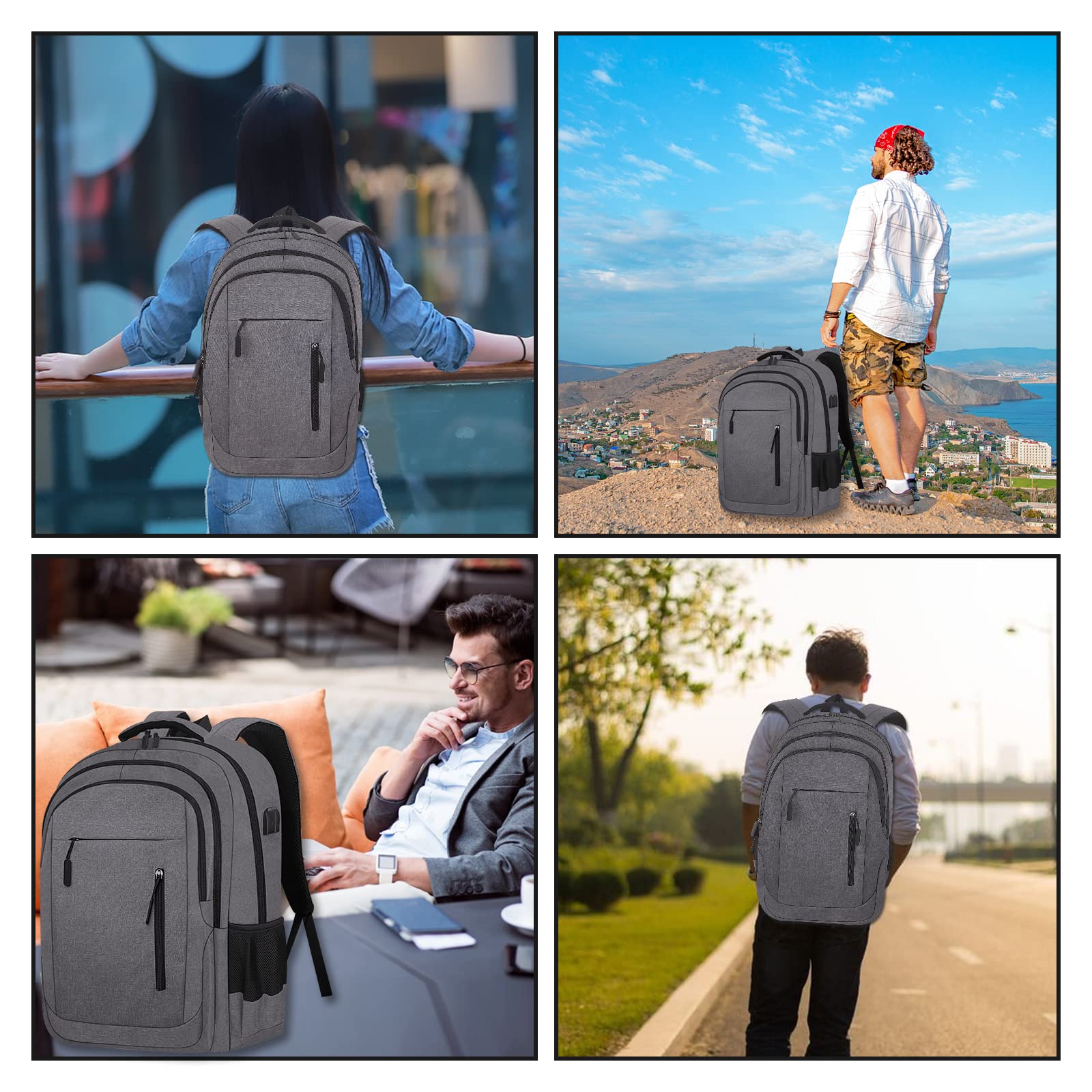 Wesoke Laptop Backpack for Men, 17.3 Inch Travel Backpacks BookBag with Laptop Compartment, Water Resistant Business Work Casual Computer Daypack with USB Charging/Headphone Port, Dark Grey
