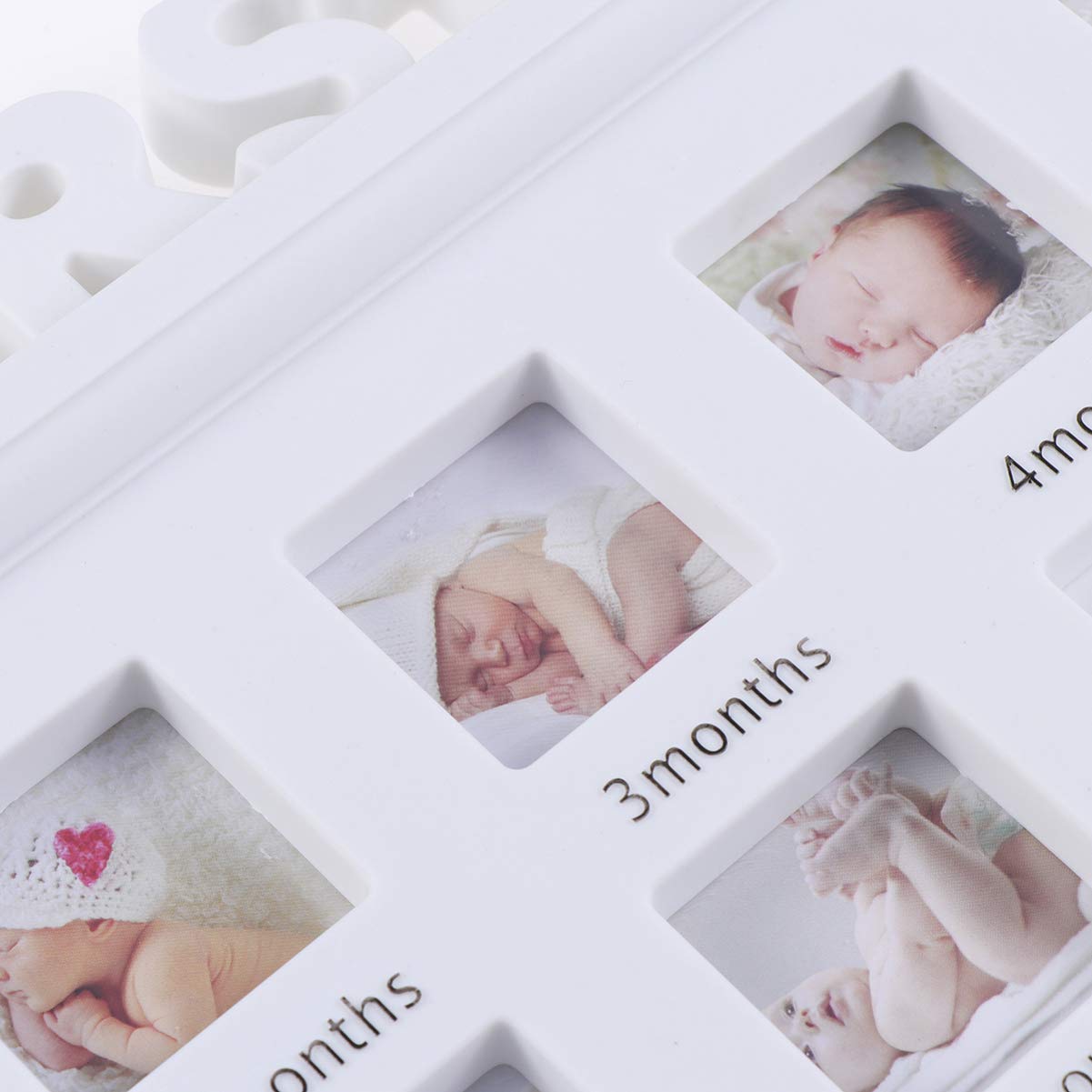 VOSAREA Infant Baby Newborn Photographs Albums My First Year Photo Frame Memorable Keepsake Frame