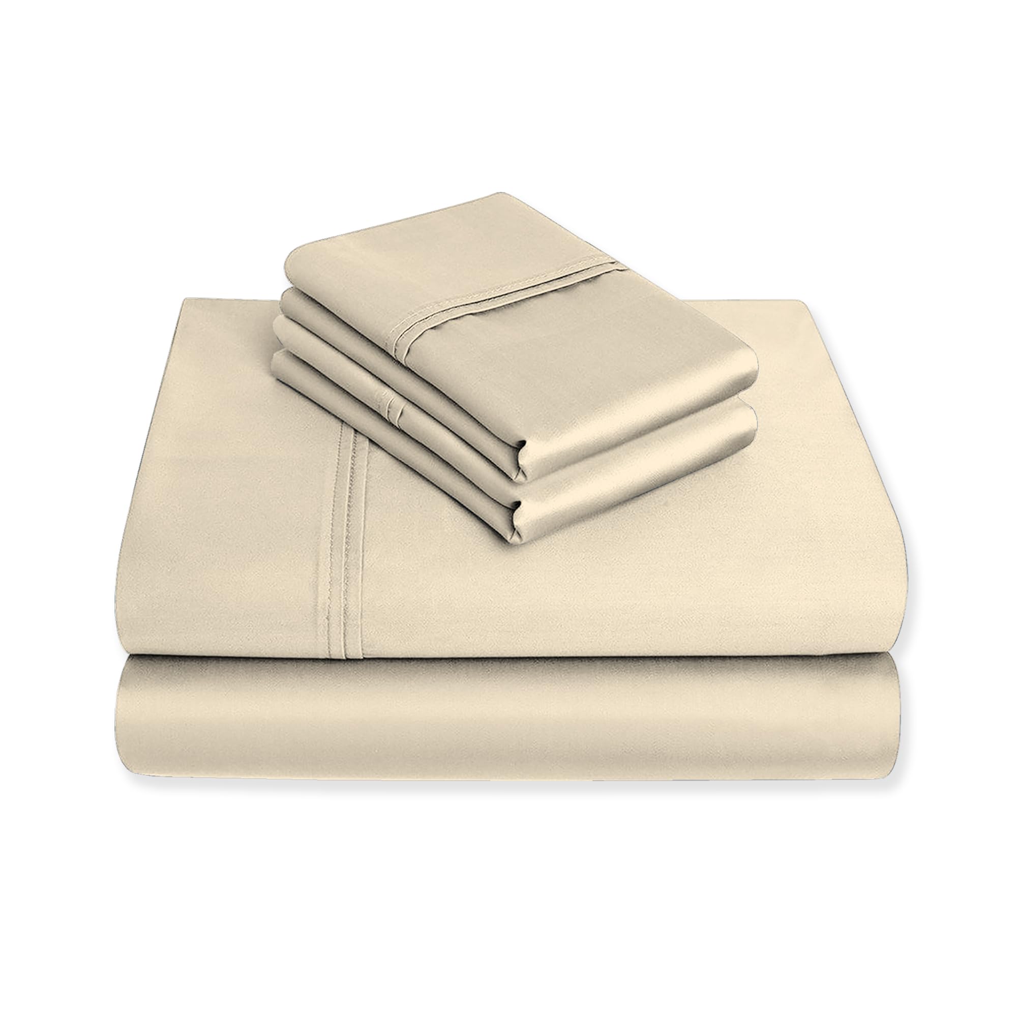 Purity Home 300 Thread Count Organic 100% Cotton Ecru Full Size Bed Sheets, Percale Weave Cotton Sheet Set for Full Size Bed, Ultra-Soft Cool & Crisp, Breathable, Fits Mattress Upto 16" Deep