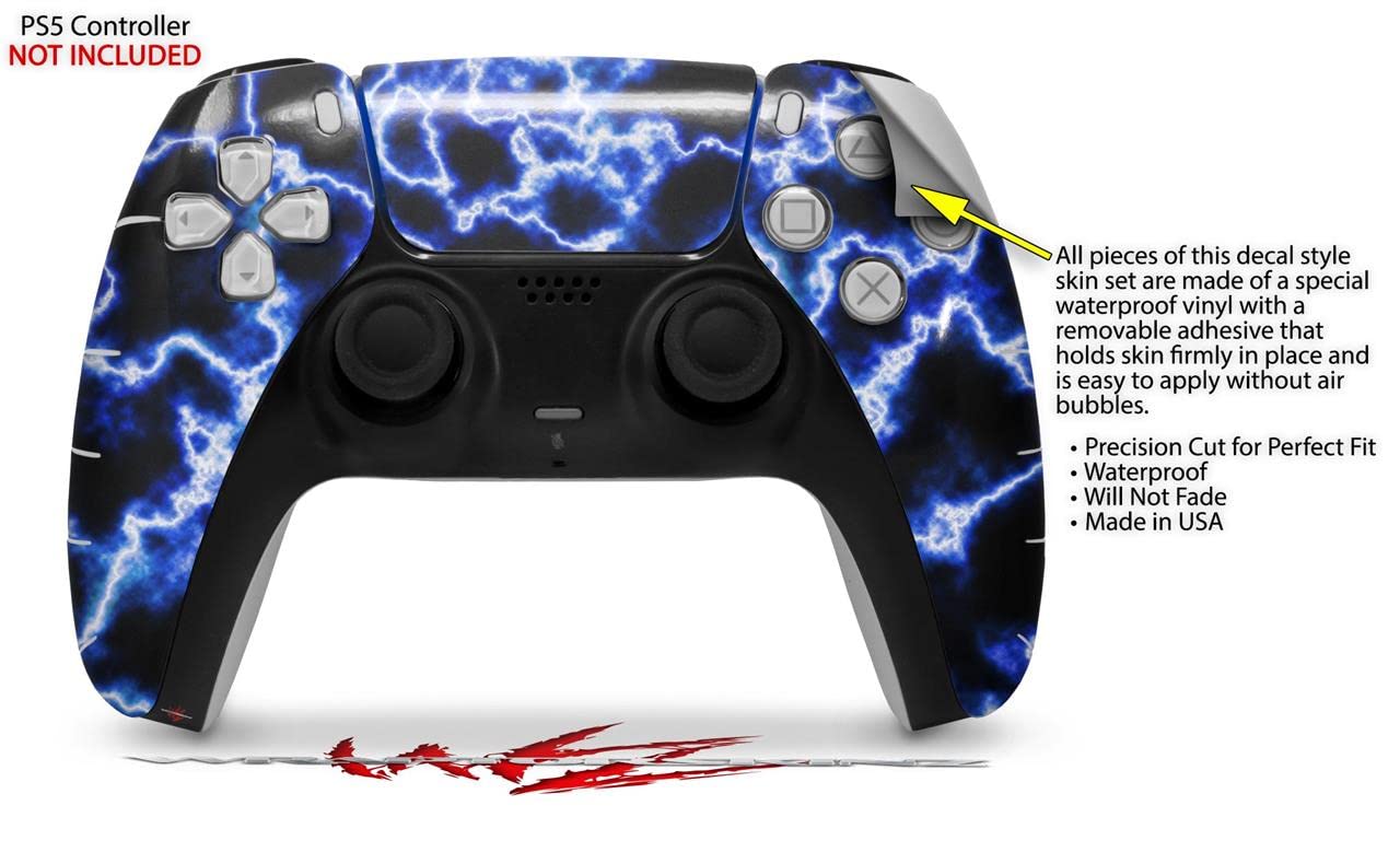 WraptorSkinz Skin Wrap compatible with Sony PS5 DualSense Controller Electrify Blue (CONTROLLER NOT INCLUDED)