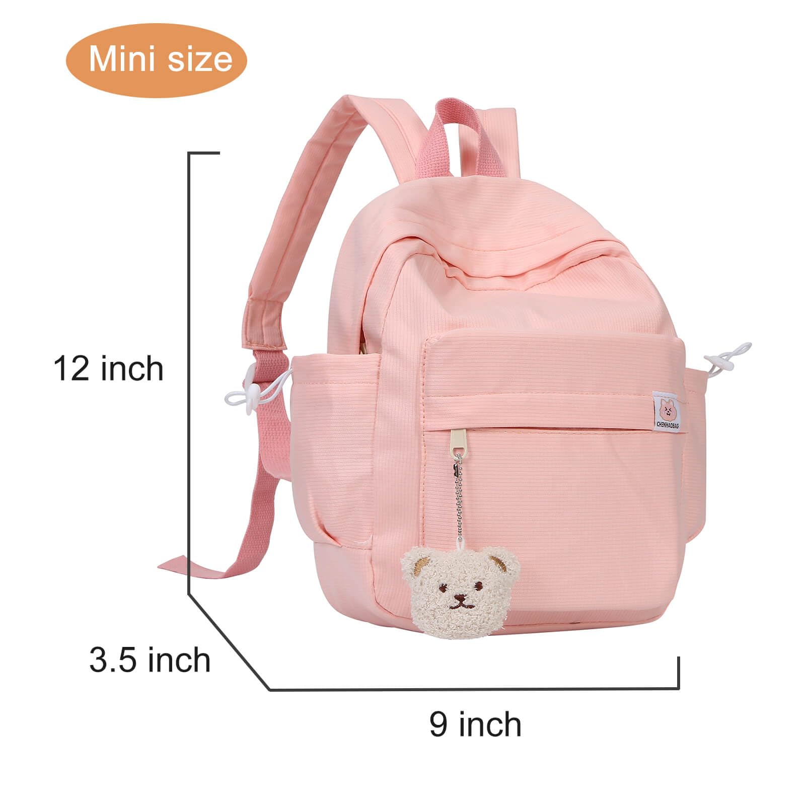 Phaoullzon Girls Mini Backpack Purse for Teens Kids Small Aesthetic Backpacks with Bear Pendant, Pink