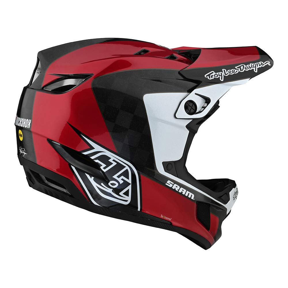 Troy Lee Designs Adult | Downhill | Mountain Bike | BMX | Full Face D4 Carbon Helmet Corsa SRAM W/MIPS (Red, XL)