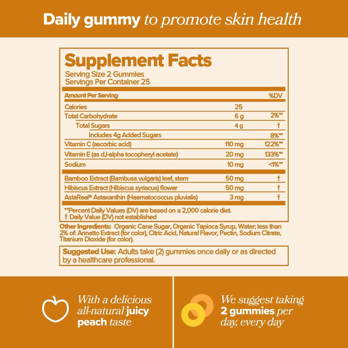 RETRO Gummy Glowing Skin Vitamins for Collagen Production - Astaxanthin, Vitamin E, Bamboo Extract, Hibiscus, & Vitamin C - Vegan Gummies for Smooth Skin & Hydration, 50 Count (Pack of 1)