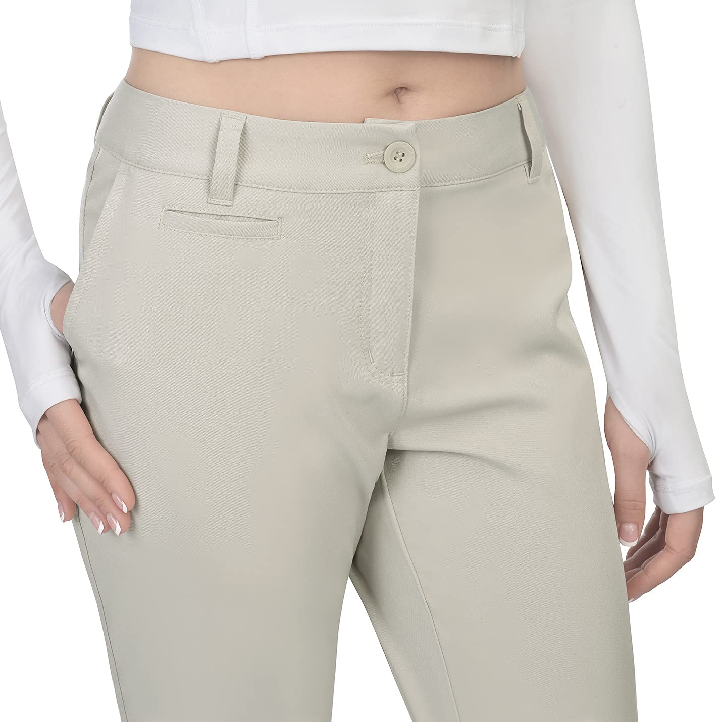 Women's Golf Pants Stretch Lightweight Straight Leg Quick Dry Work Casual with 5 Pockets, Beige 10