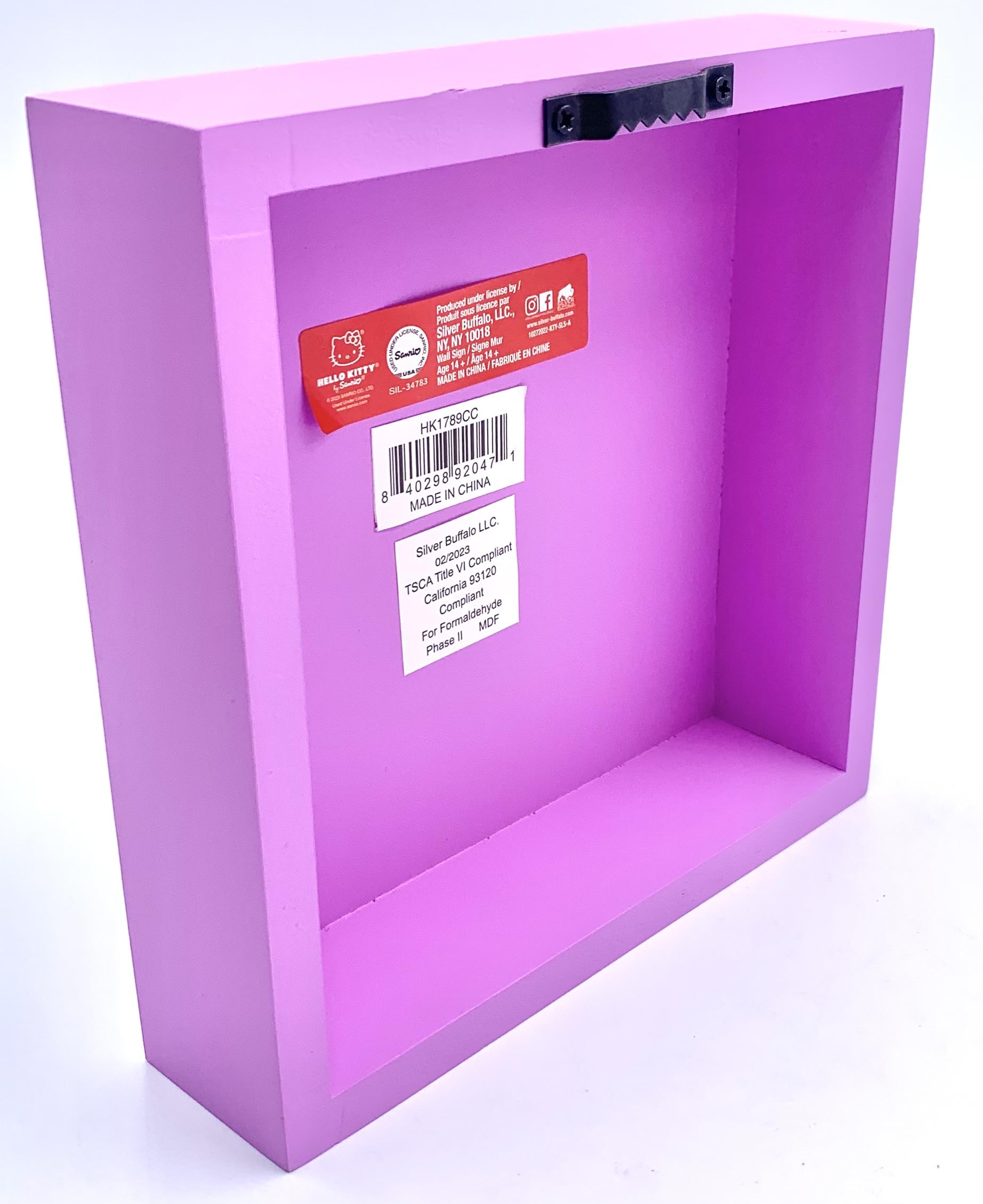 Silver Buffalo Hello Kitty Heart Box Sign Wall Art, 6 x 6 Inches - Pink, HK1789CC