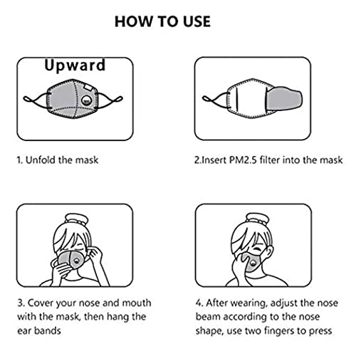 Reusable and Breathable Face Bandanas with Breathing Valve & 20pcs Activated Carbon Filters (4pcs+20filters)