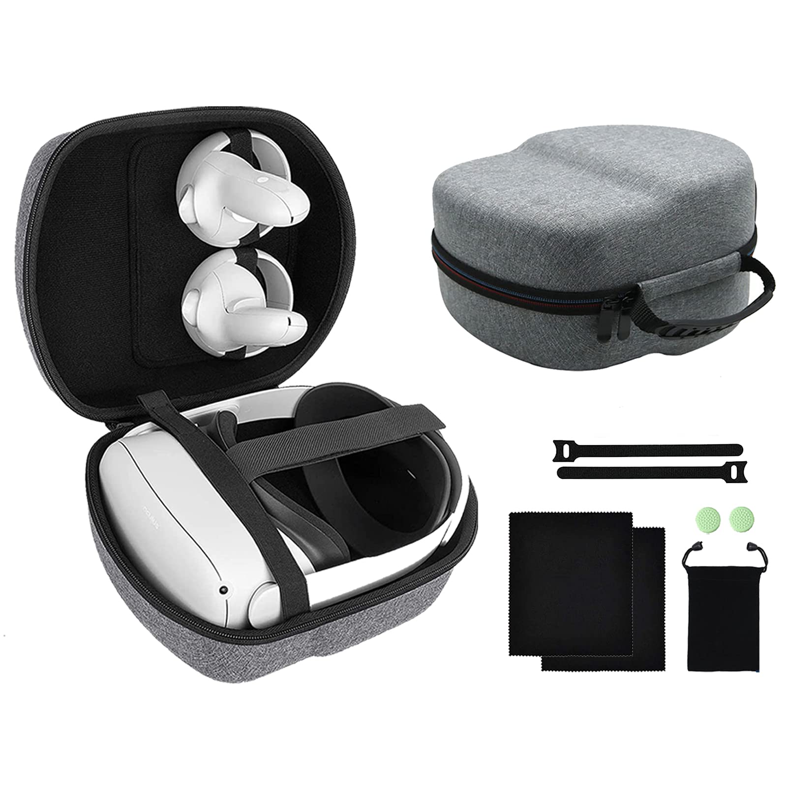 VR Set,Case for Oculus Quest 2,with 8 in 1 Accessories Set .Hard Portable Travel Protective Storage Carrying Bag ,Protect Gaming Headset & Touch Controller .(Gray)