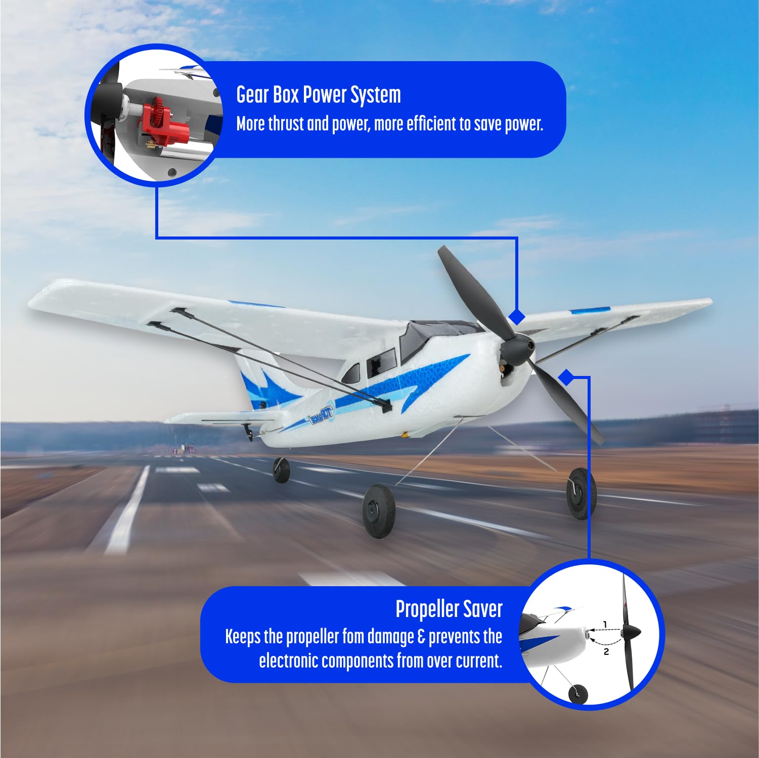 Top Race Remote Control Airplane - RC Plane 3 Channel Battery-Powered - Radio Control Airplanes for Adults and Kids 8-12 - Easter Gift Toy - Easy to Control Electric Planes with Propeller Saver