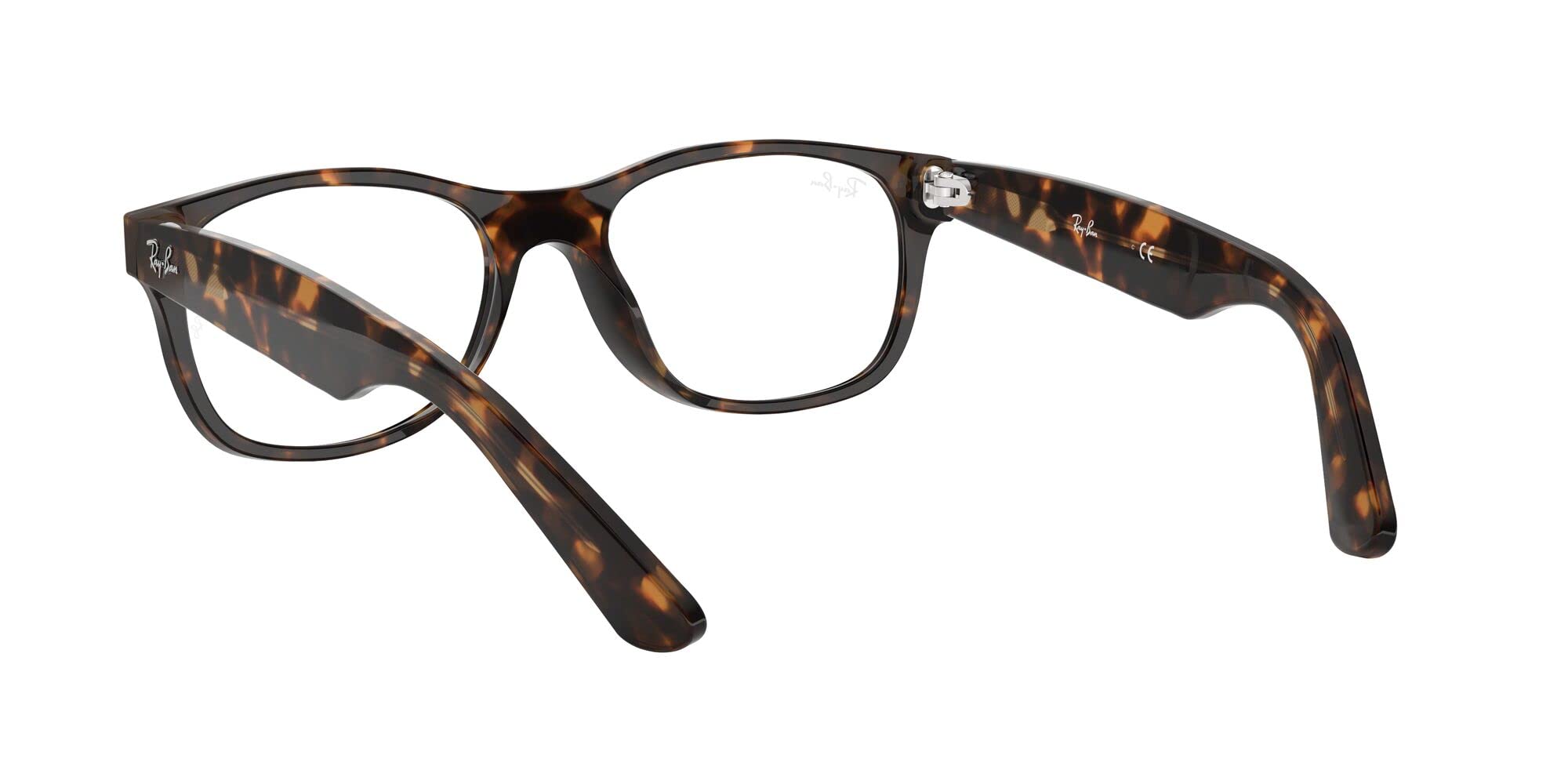 Ray-Ban RX5184F New Wayfarer Low Bridge Fit Square Prescription Eyeglass Frames, Dark Havana/Demo Lens, 52 mm