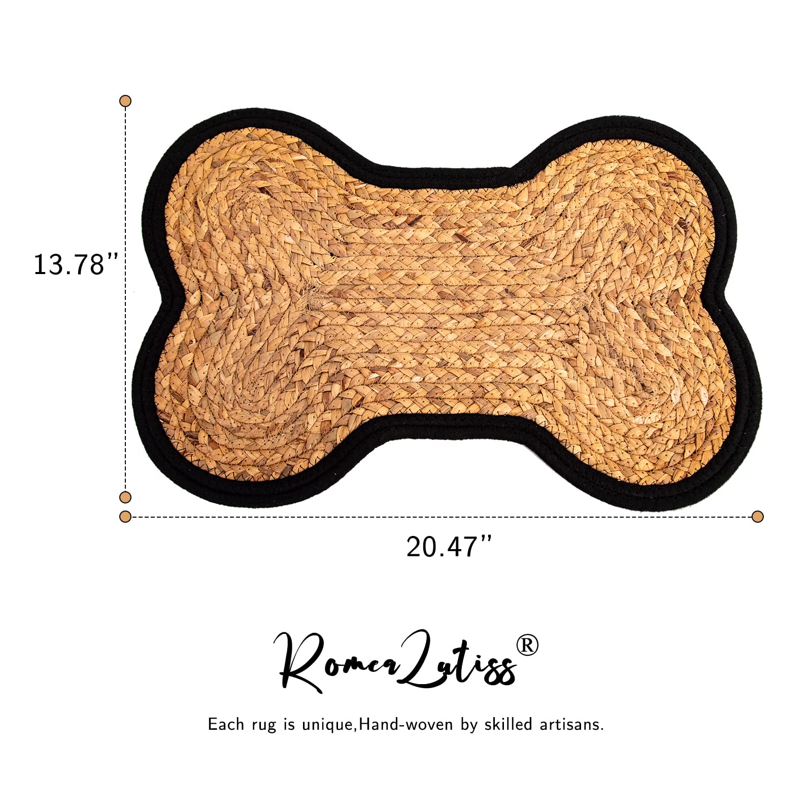 Romea Lutiss Hand Woven Farmhouse Braided Indoor mat pet mat Jute Area Rug (Dog Bone Rug)