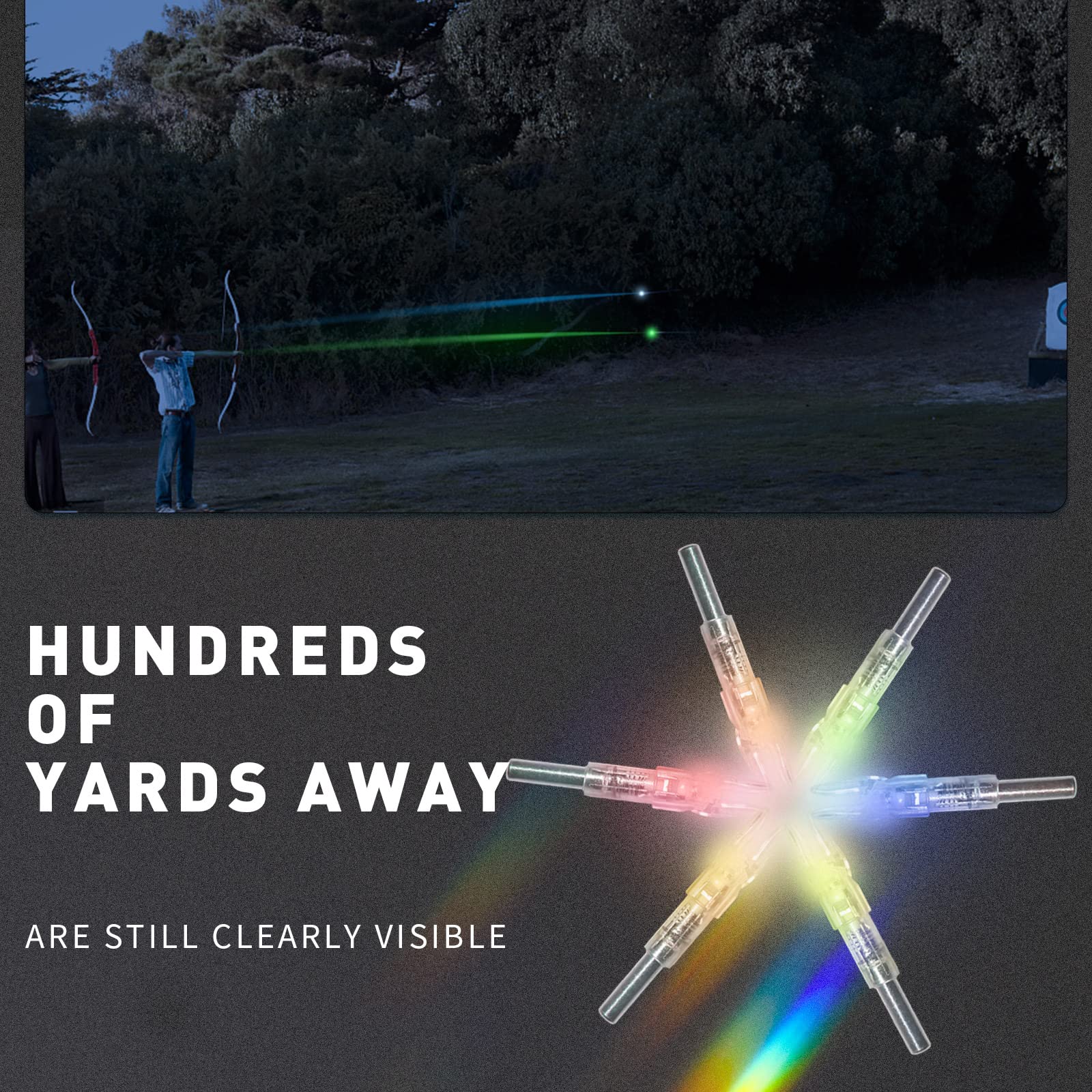 YAFIYGI 6 PCS Lighted Nocks for Arrows with .244"/6.2mm Inside Diameter Bowstring Activated Linear Switch LED Nocks Illuminated Lighted Archery Nocks