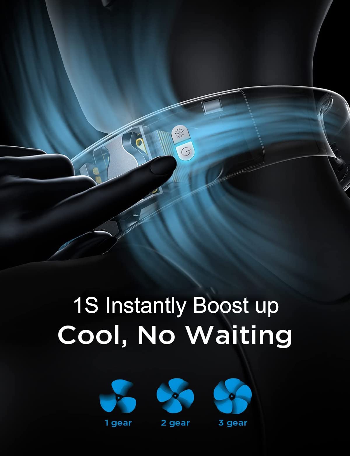 Portable Neck Fan, Upgraded Neck Air Conditioner with 2 Semiconductor Cooling Pads, Wearable Air Conditioner 360° Instant Cooling Personal Neck AC 4-Core 3 Speeds USB Rechargeable for Camping Travel