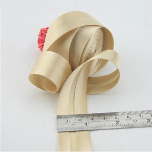 Satin Bias Binding Tape 1 inch Wide Single Fold 34 Colors 25mm Finished Size 1/2 inch (Dark Grey, 5 Yard)