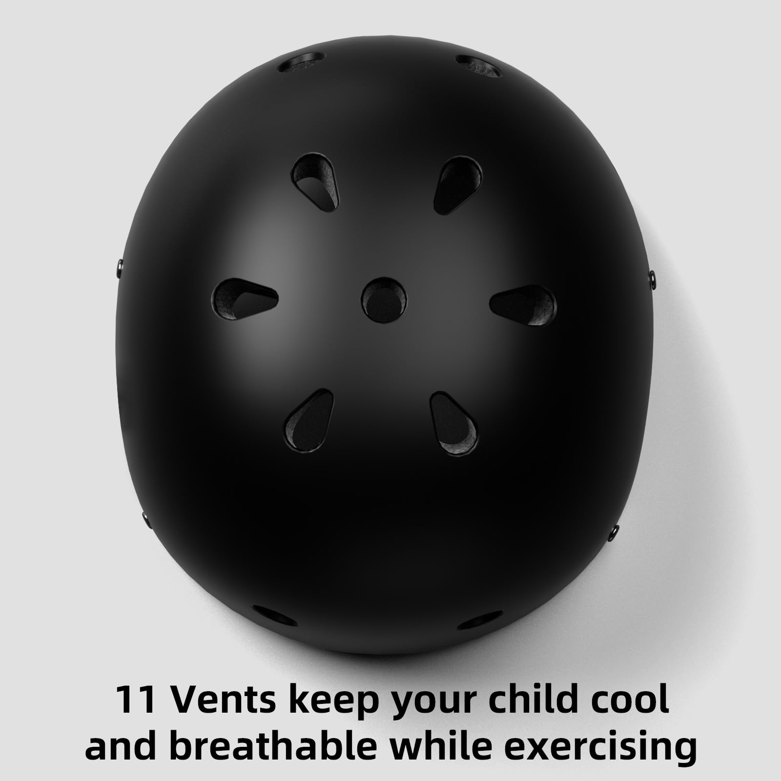 Skateboard Bike Helmet Kids Bike Helmet for Ages 8-14 Adjustable Lightweight Multi-Sport Helmets for Bicycle Skate Scooter (Black-Medium)