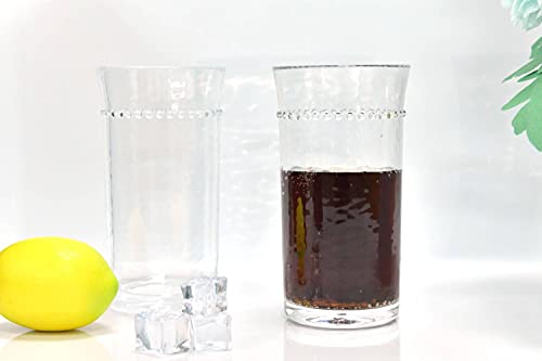 XINGUO PLASTIC 19 -Ounce Acrylic Premium Quality Plastic hammer Tumblers,plastic stemless drinking glasses,Set of 6 Light green, Dishwasher safe (Clear, 19-ounce)