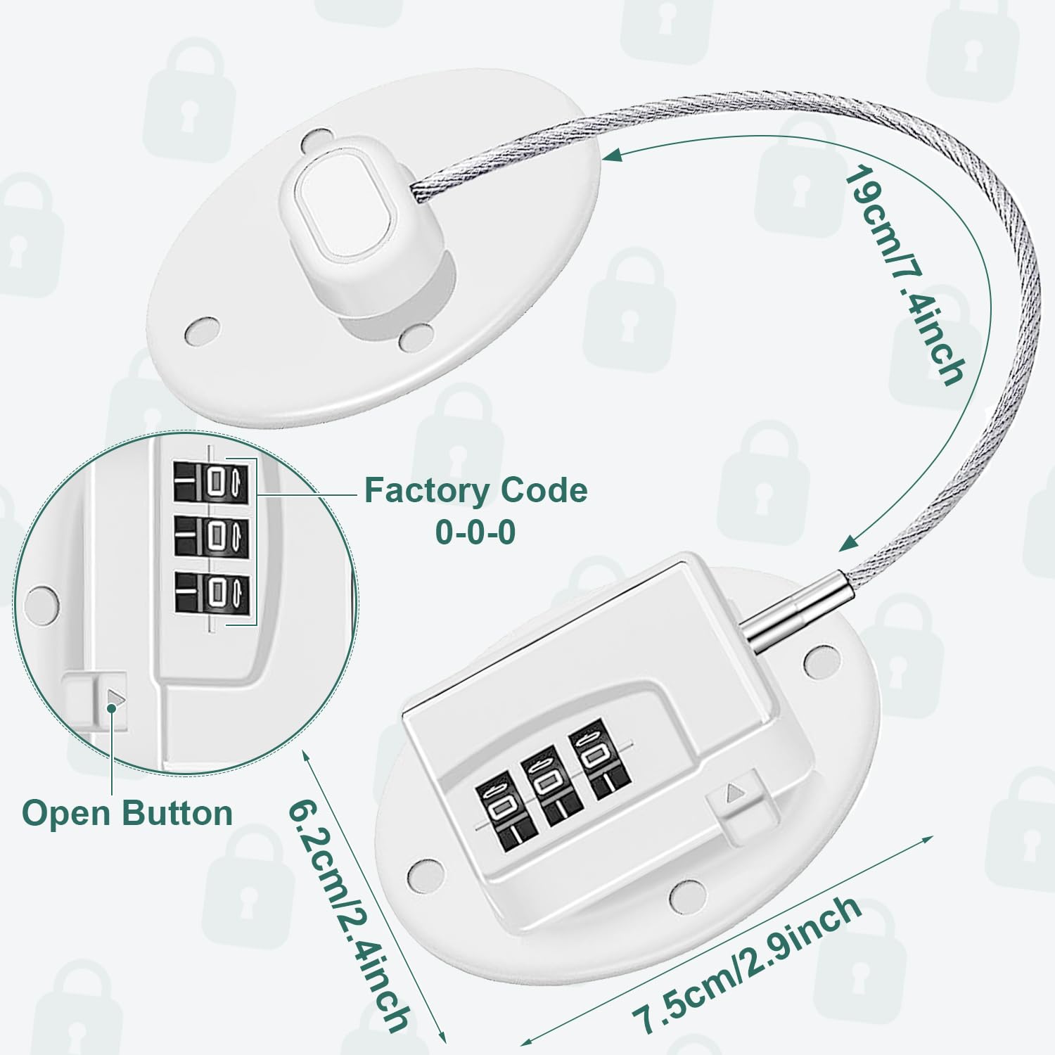 Refrigerator Door Lock keyless, Proof Fridge Lock Combination File Drawer Lock, Safety Cabinet Locks, Strong Non-Marking Adhesive Cupboard Lock for Pantry Freezer and More (2PCS-White)