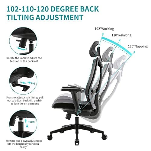 SIHOO Ergonomic Office Chair with Adjustable Lumbar Support and Armrests,Breathable Mesh Back and Padded Seat Desk Chair, Computer Chair for Work (Black)