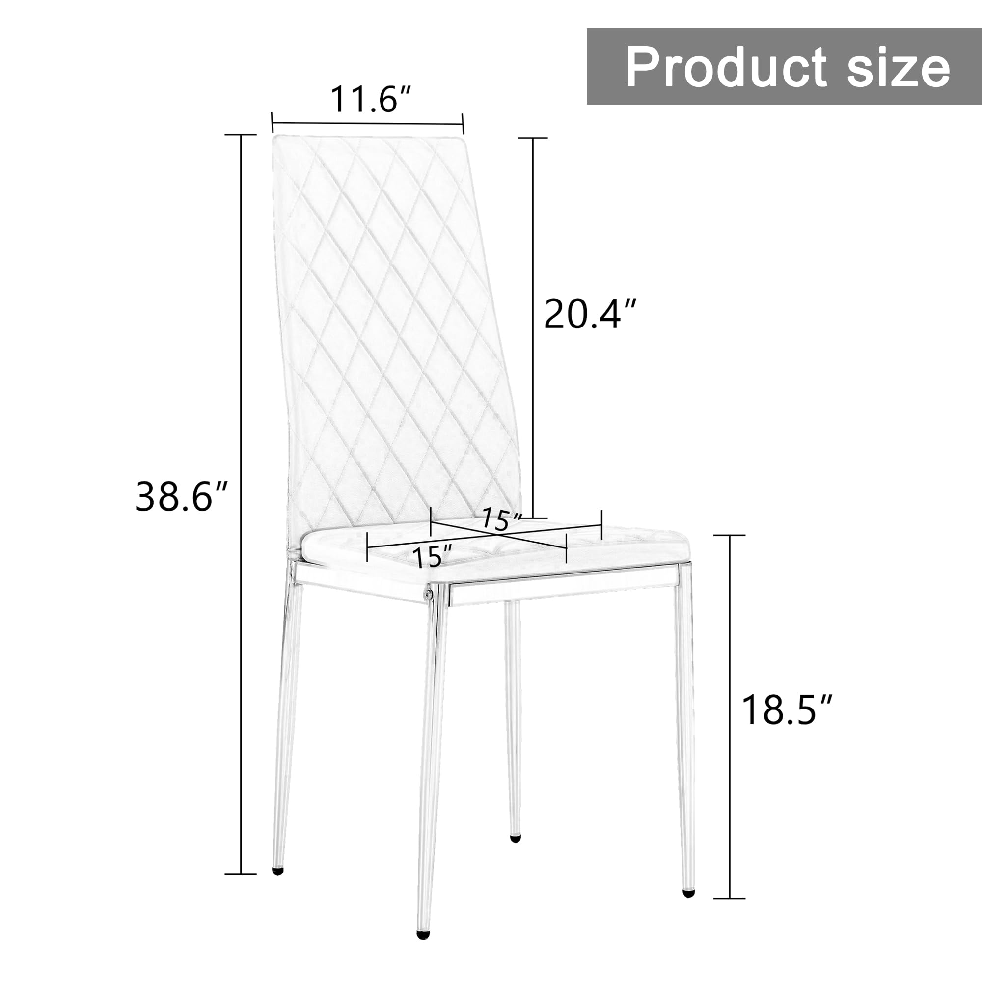 Rophefx Dining Chairs Set of 6, Modern Dining Room Chairs Upholstered Kitchen Chairs PU Leather Metal Legs High Back Side Chairs for Living Room, Kitchen, White
