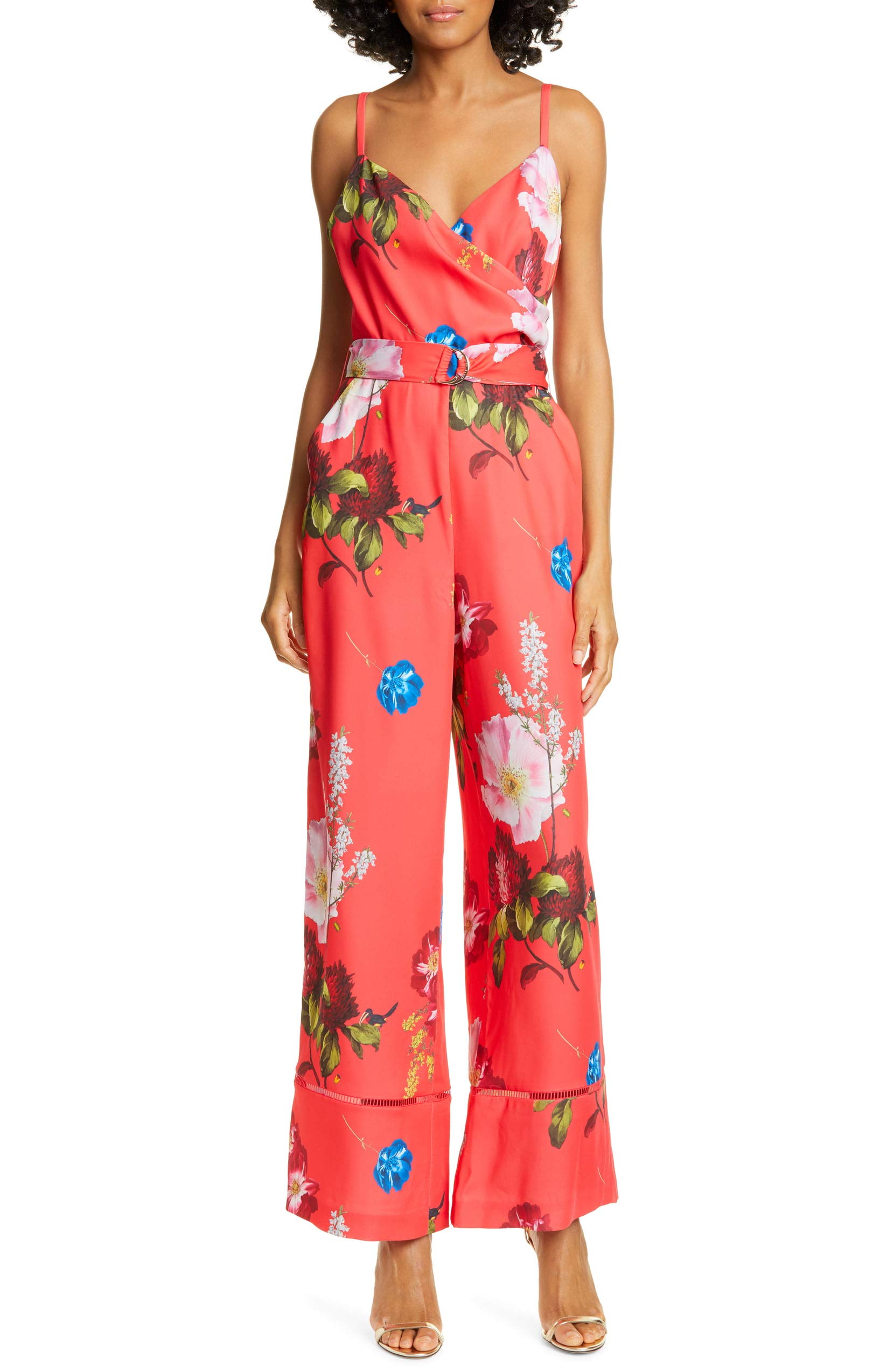 Ted Baker London Red Piiper Berry Sundae Wrap Jumpsuit (3 (US 8))