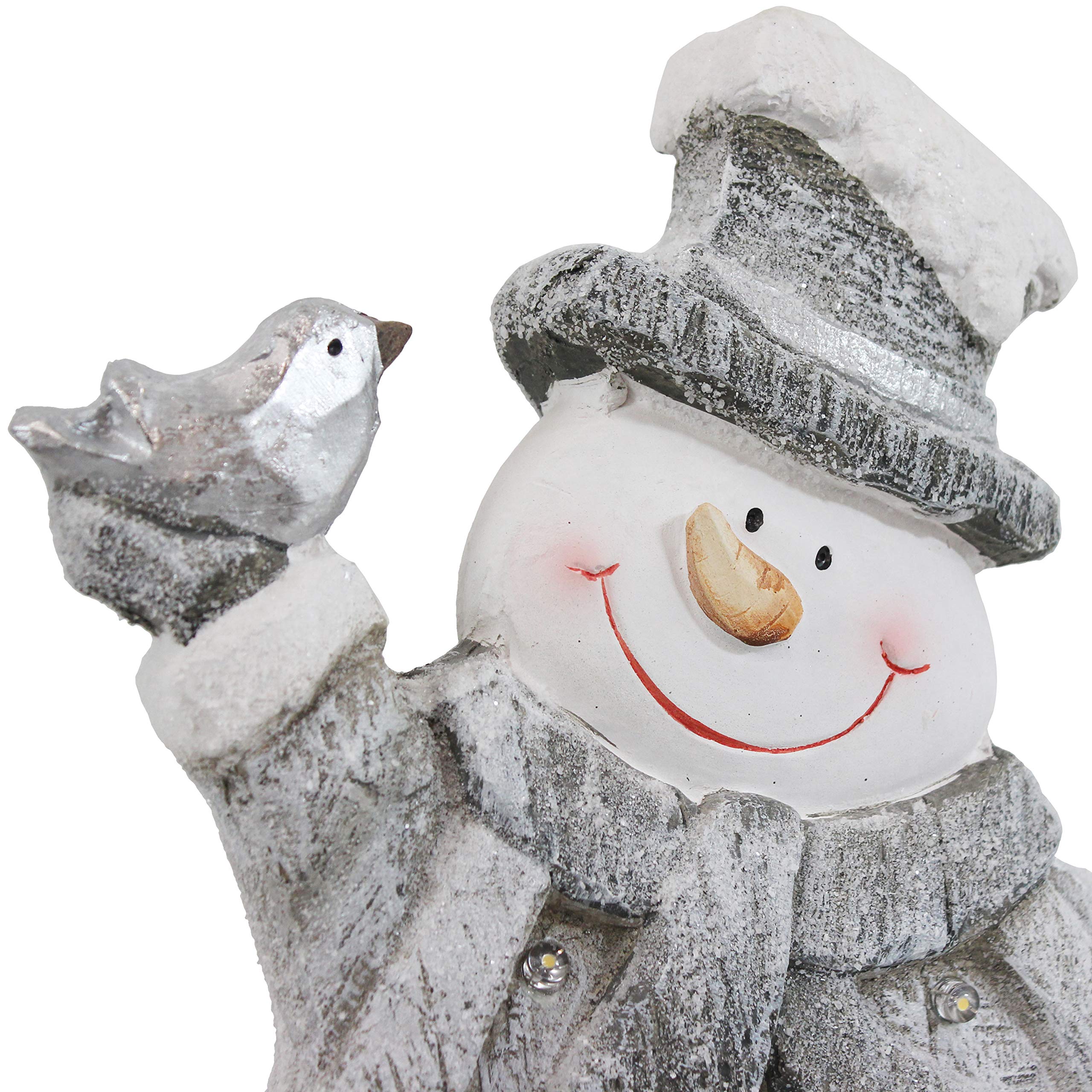 Sunnydaze Joyful Snowman 15-Inch Indoor Christmas Decoration with LED Lights - Battery Operated Pre-Lit Accent
