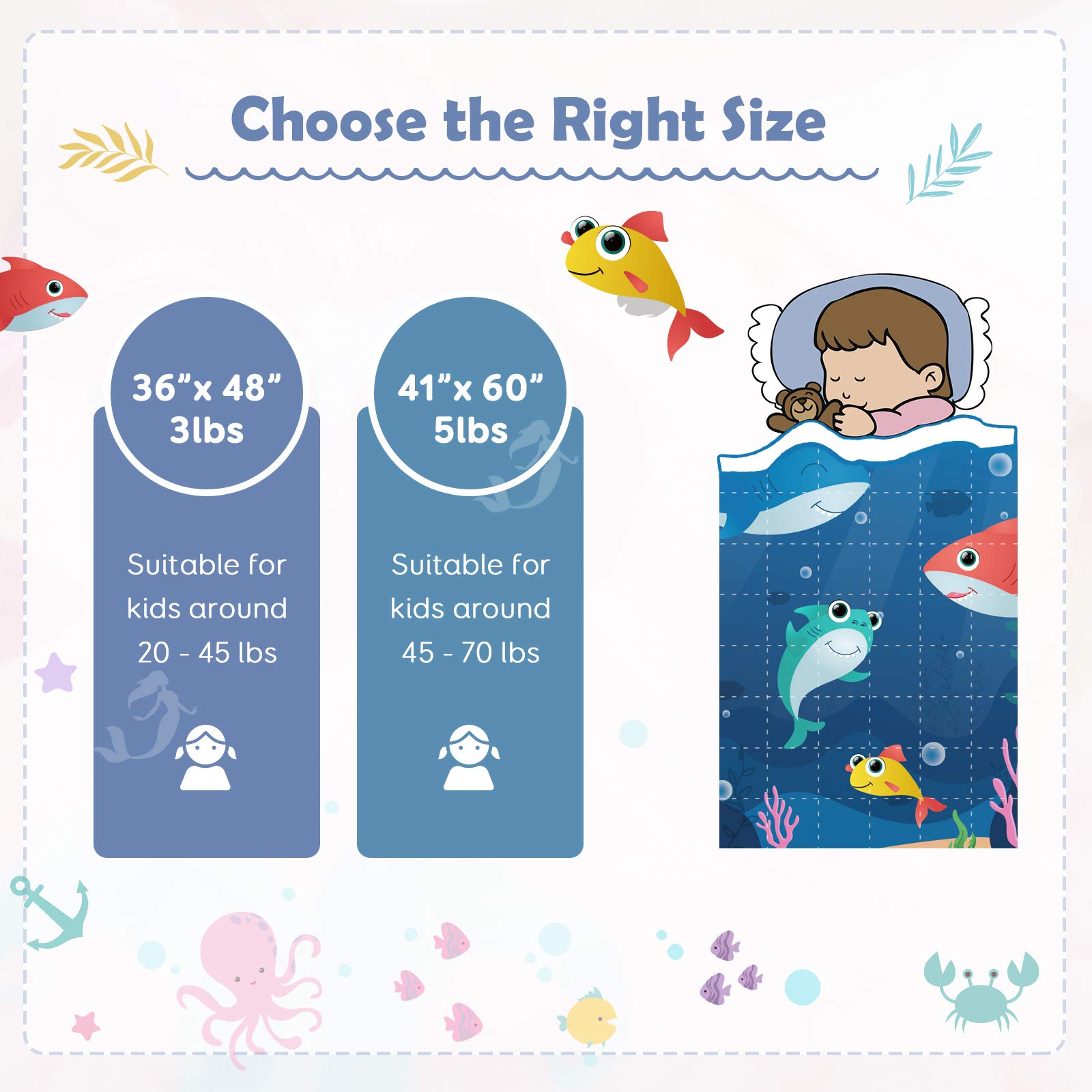 Topblan Weighted Blanket 3lbs for Kids, Sherpa Fleece Blanket Featuring Whimsical Patterns, Calming Blanket to Help with Peaceful Sleep, 36 x 48 inches - Purple Unicorn