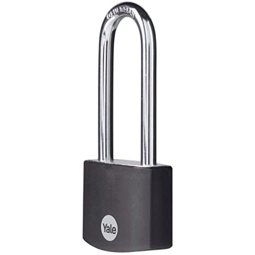 Yale 2.2 Inch Long Shackle Covered Aluminum Lock with 3 keyed Alike Keys for School Gym Locker, Fence, Gate, Toolbox, Case, Hasp Storage (Black)
