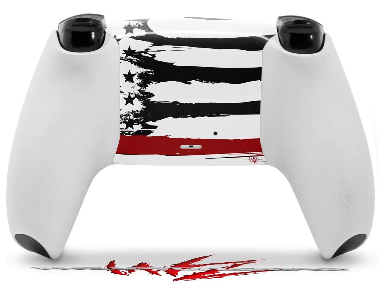 WraptorSkinz Skin Wrap compatible with Sony PS5 DualSense Controller Brushed USA American Flag Red Line (CONTROLLER NOT INCLUDED)