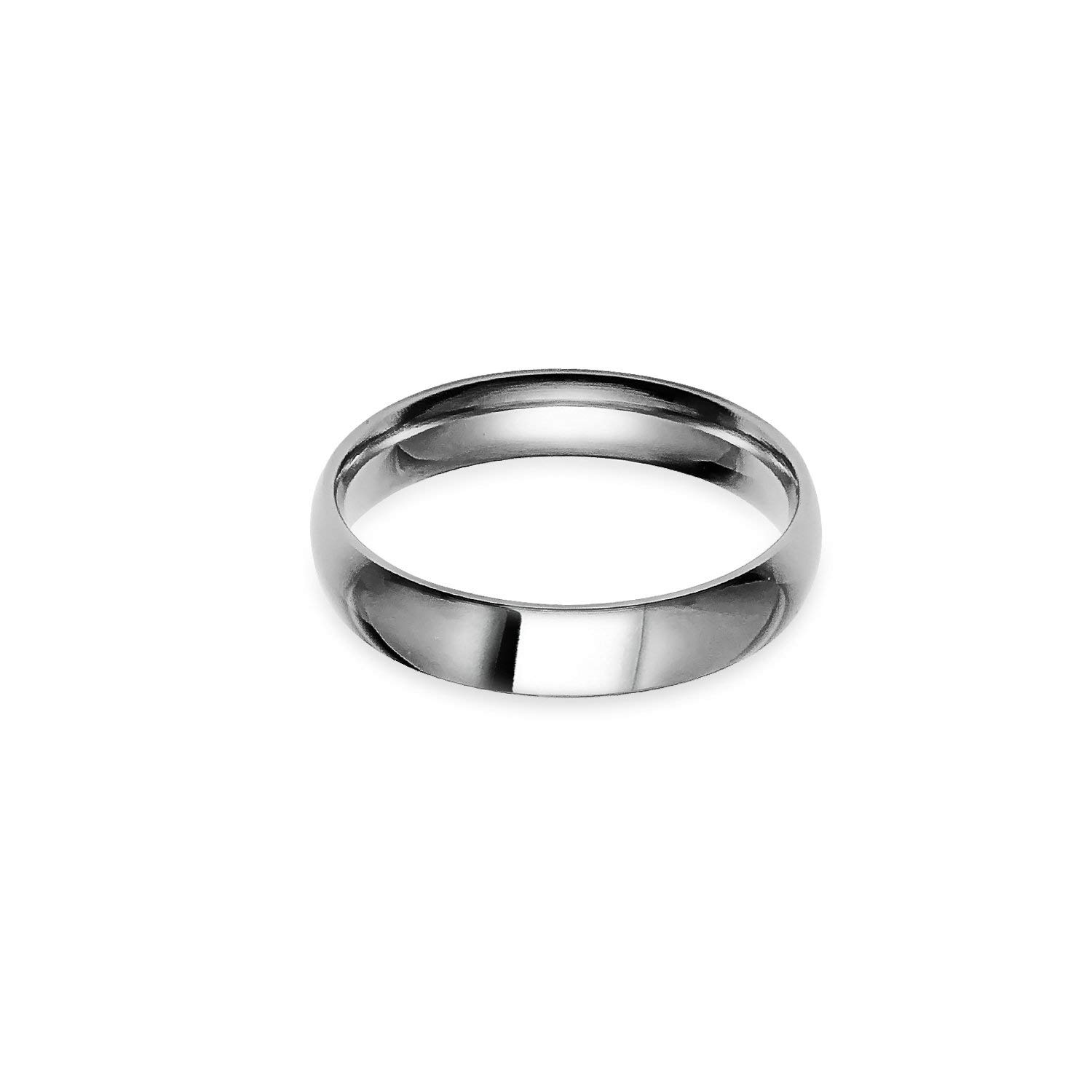 SILVERLINE JEWELRY Silver Tone High Polish 4mm Plain Comfort Fit Wedding Band Ring Stainless Steel, Size 101/2