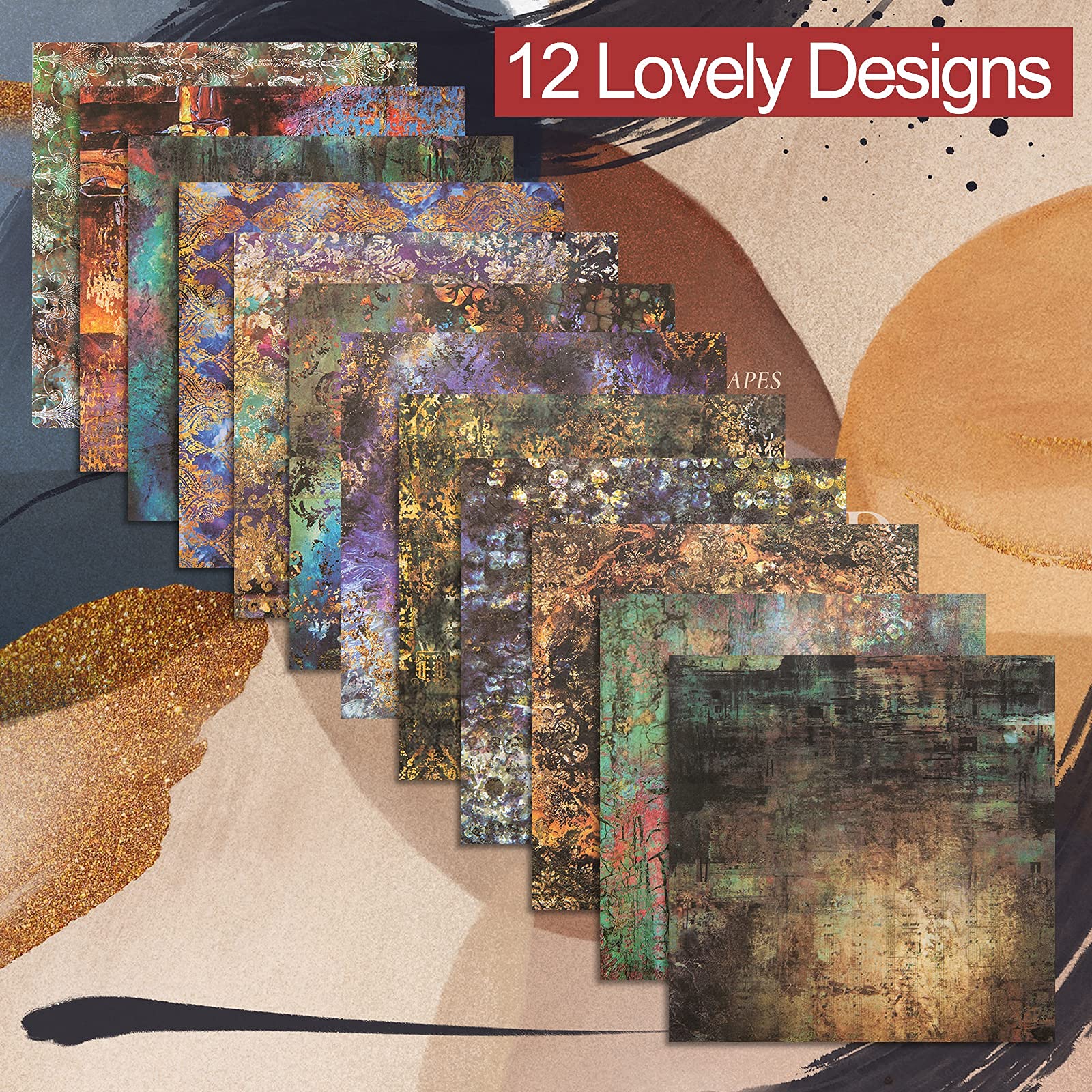 VONDYU Single-Sided Scrapbook Paper Pad-Colors Mixture Scrapbooking Paper Collection Holiday 6" x 6" Cardstock Patterned Cardmaking Paper Pack DIY Photo Frame Background Decorative Page-24 Sheets