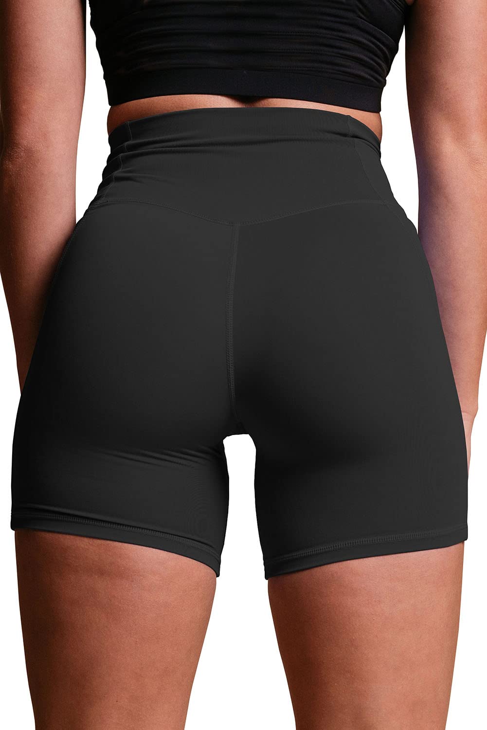 Yoitauso Workout Biker Shorts for Women High Waisted Athletic Running Yoga Shorts with Pocket Black