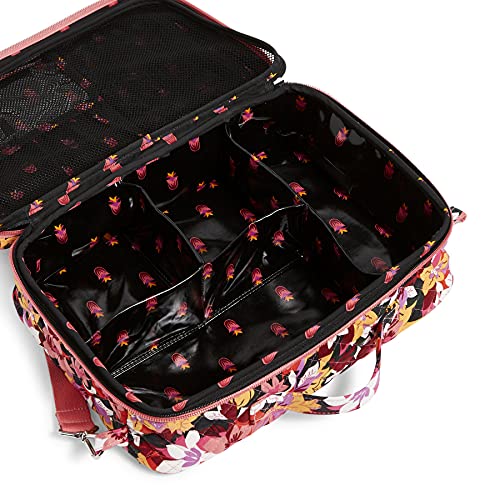 Vera Bradley Women's Cotton Grand Vanity Toiletry Makeup Organizer Case, Rosa Floral - Recycled Cotton, One Size