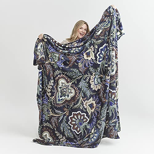Vera Bradley Women's Oversized Fleece Plush Throw Blanket, Java Navy Camo, Full/Queen