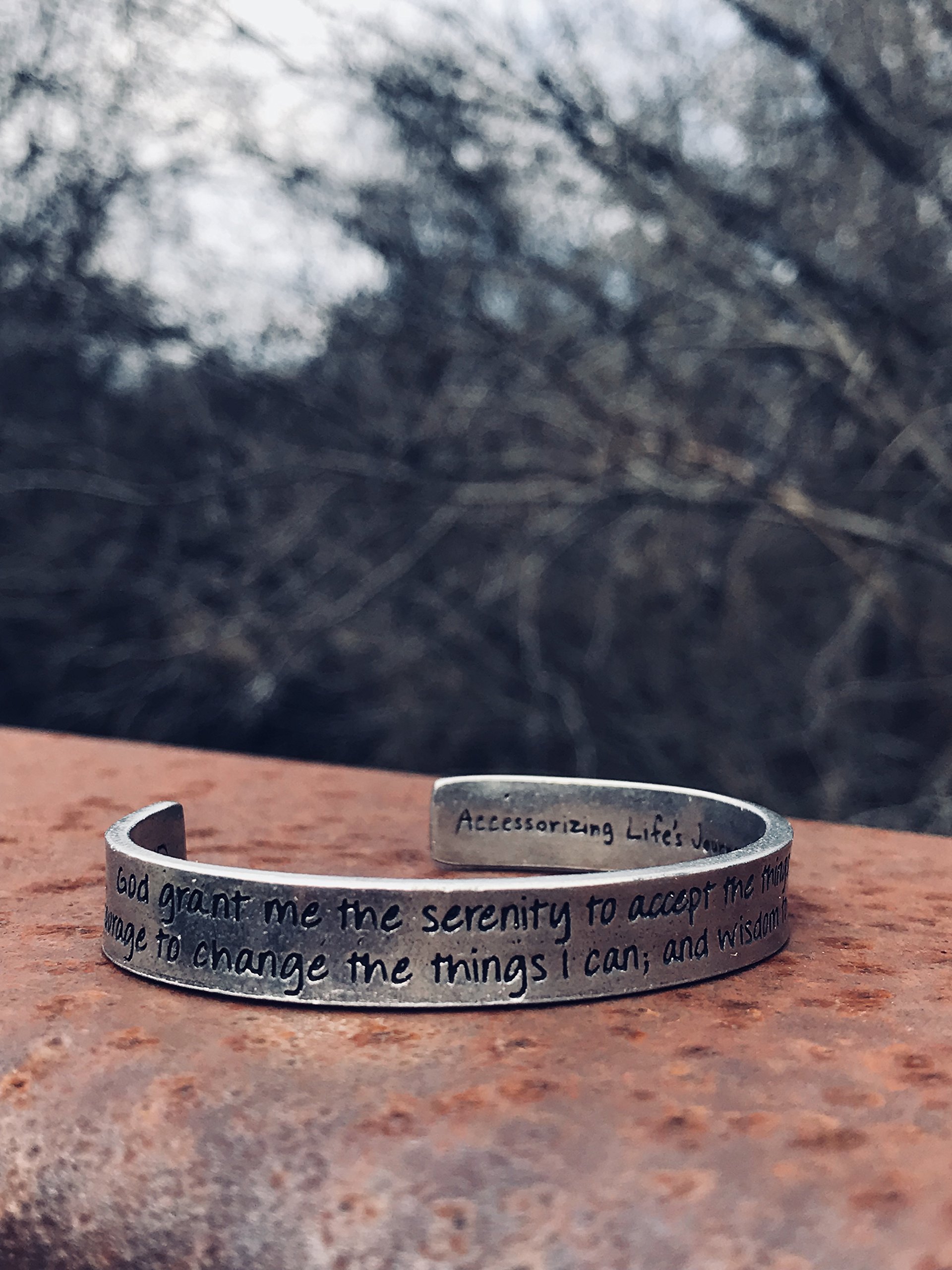 Quotable Cuffs Serenity Prayer Bracelet- Inspirational Engraved Pewter Bracelet by Whitney Howard Designs