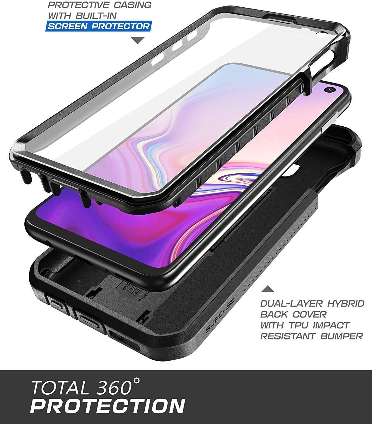 SUPCASE Unicorn Beetle Pro Series Designed for Samsung Galaxy S10e Case (2019 Release) Full-Body Dual Layer Rugged with Holster & Kickstand with Built-in Screen Protector (Royal Blue)
